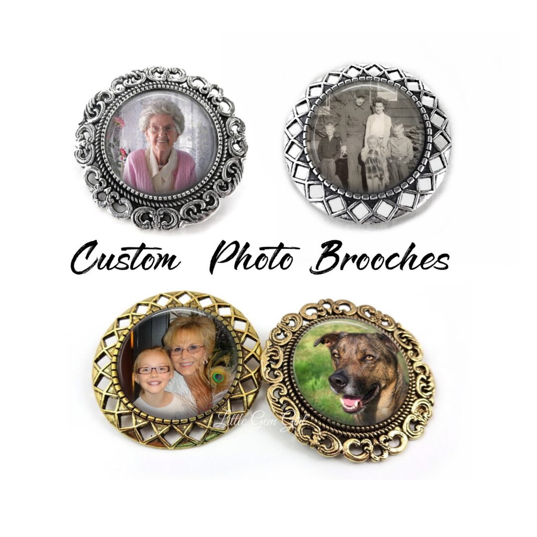 Photo Brooch Custom 4 Styles - Personalized Picture Memorial Pin ...