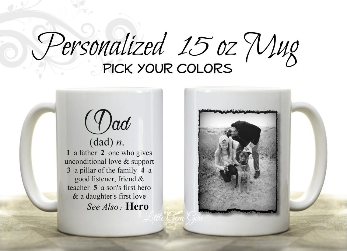 Dad Coffee Mug Custom Photo and Dictionary Definition Quote - 15 Ounce ...