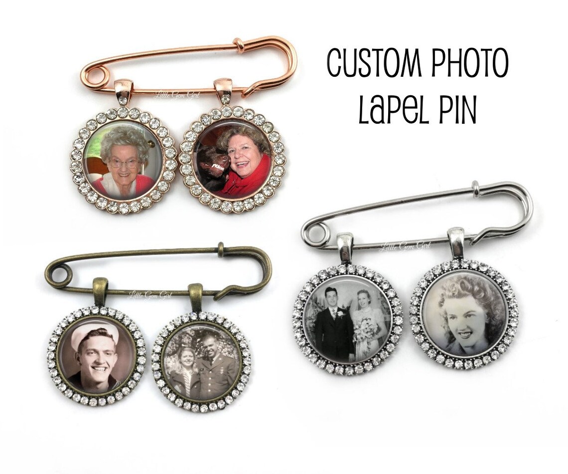Personalized Groom Lapel 2 Photo Pin - Silver, Bronze or Rose Gold ...