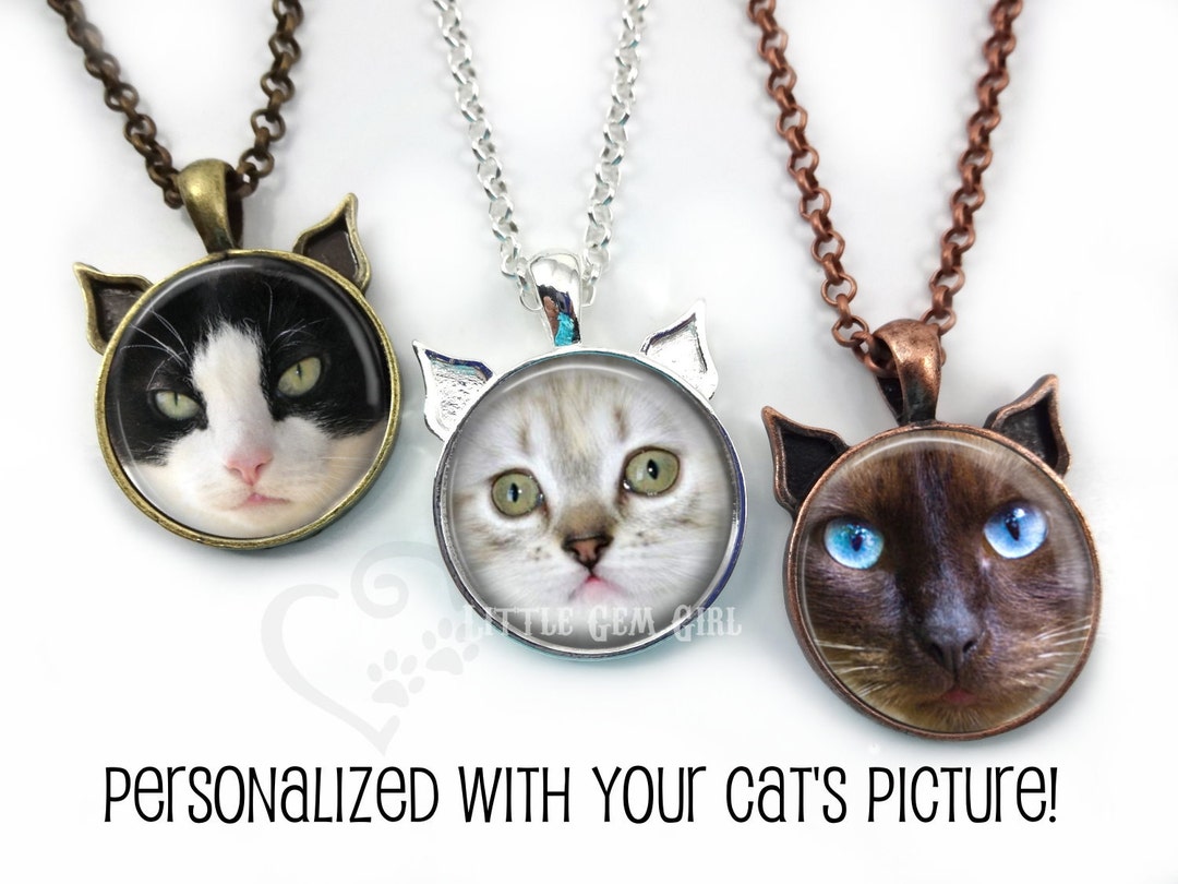 Personalized Cat Face Charm Necklace - Custom Jewelry With Your Cat's ...