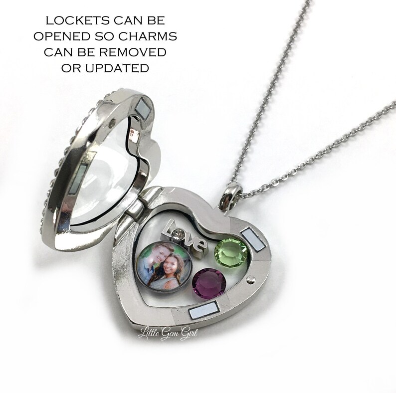 Double Sided Custom Photo Floating Locket With Birthstone and Loved ...