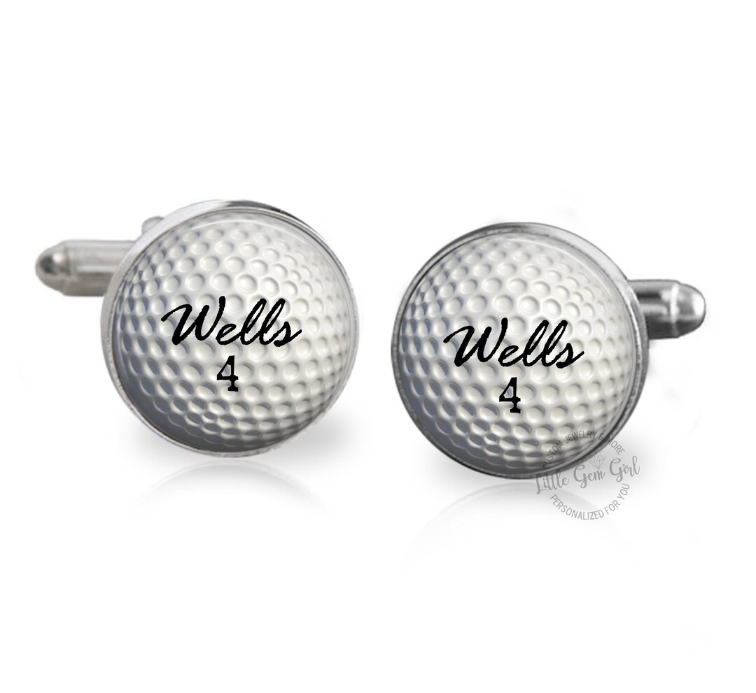 Custom Name Golf Ball Cuff Links - Personalized Cufflinks - Silver ...