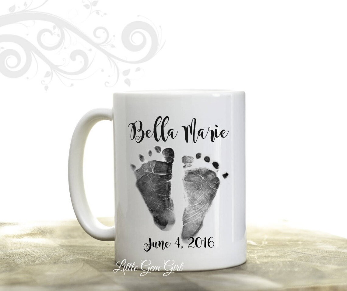Your Baby's Actual Footprint Coffee Mug Personalized - Etsy
