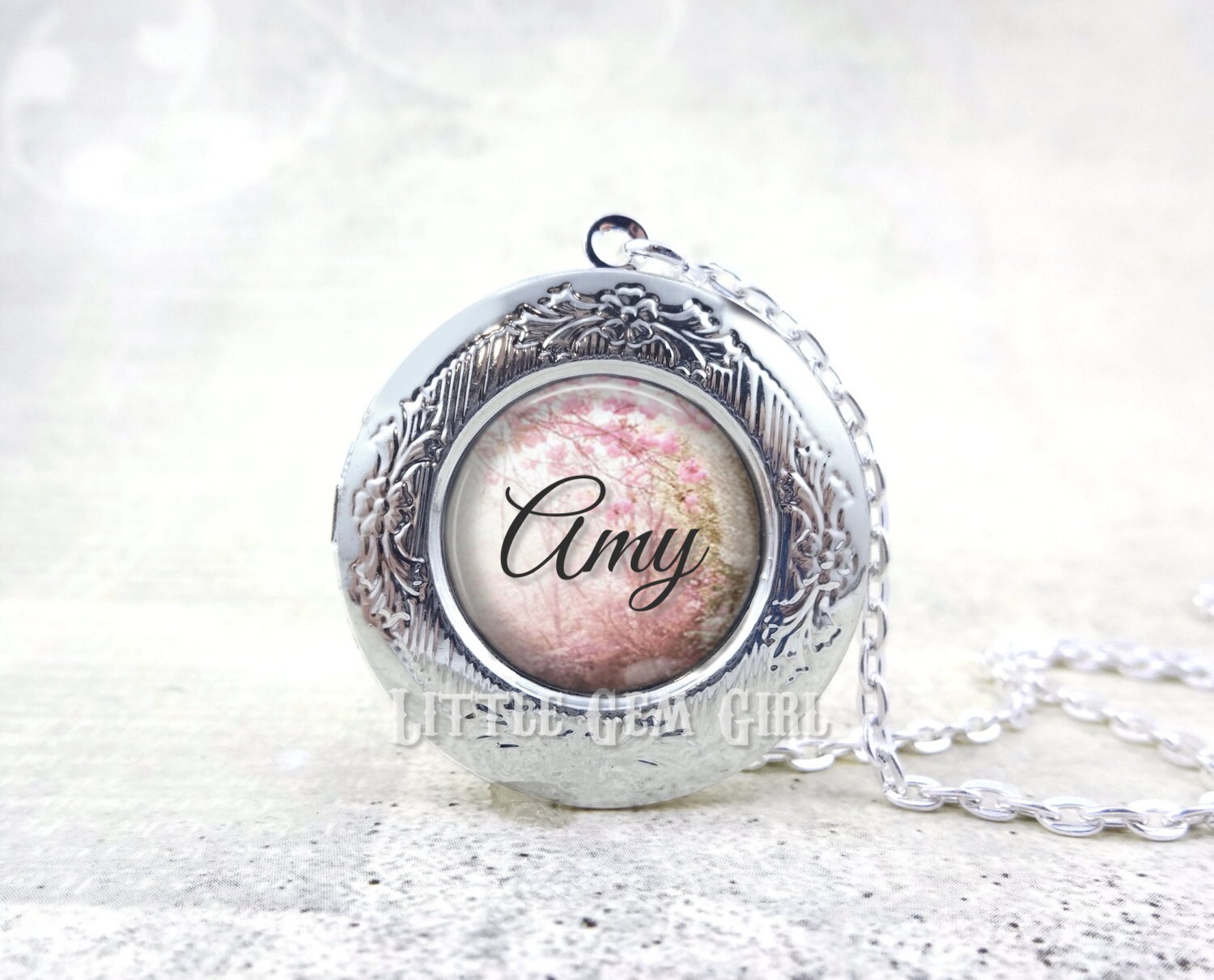 Personalized Name Locket Monogram Necklace Custom Photo | Etsy