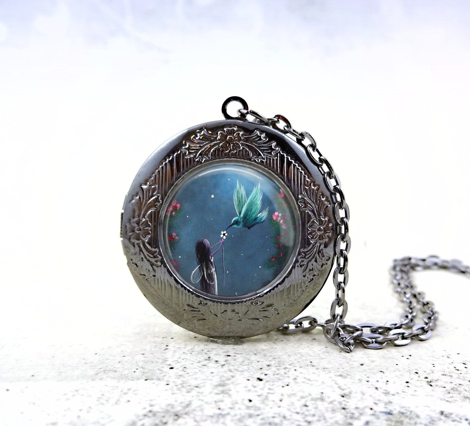 Fairy Locket Bird Locket Bird Fairy Necklace Hummingbird - Etsy