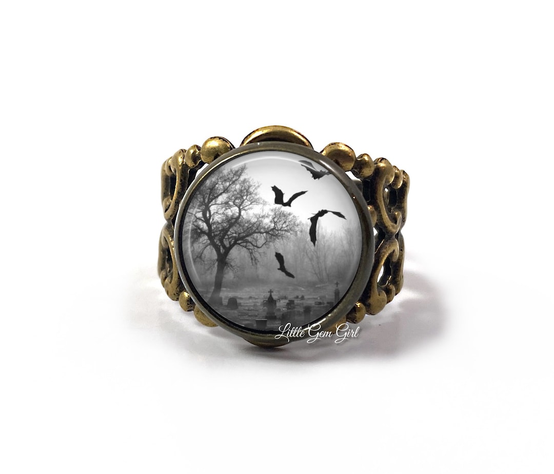 Gothic Cemetery Filigree Ring in Bronze or Silver - Adjustable Band ...