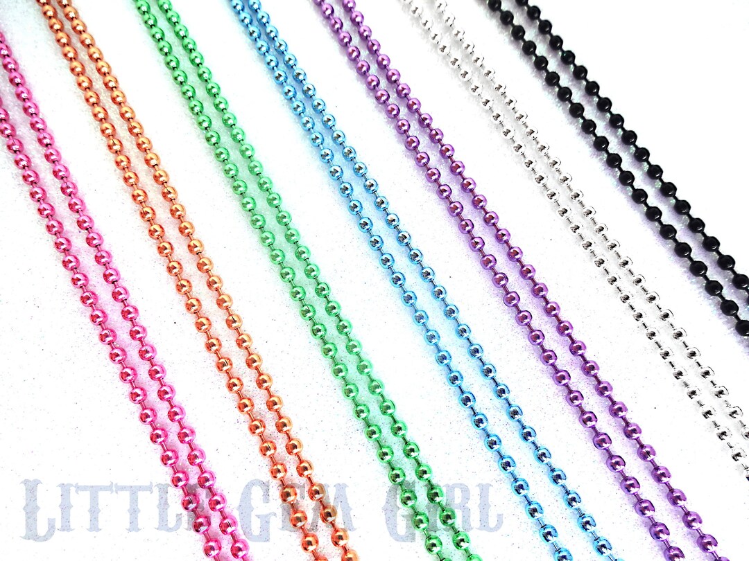 18 to 24 Inch Metallic Colored Ball Chain Necklaces 2.4mm Size Avail In ...