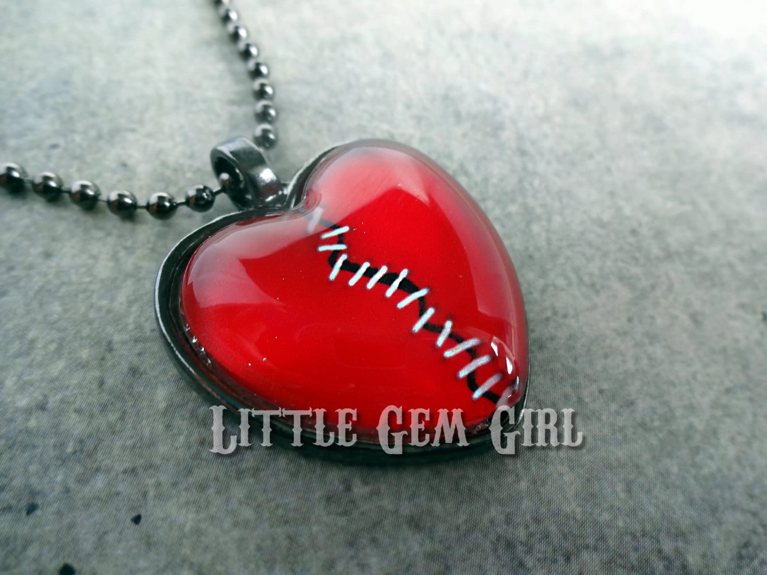 Valentine Day Stitched Broken Heart Necklace Love Hurts Red - Etsy