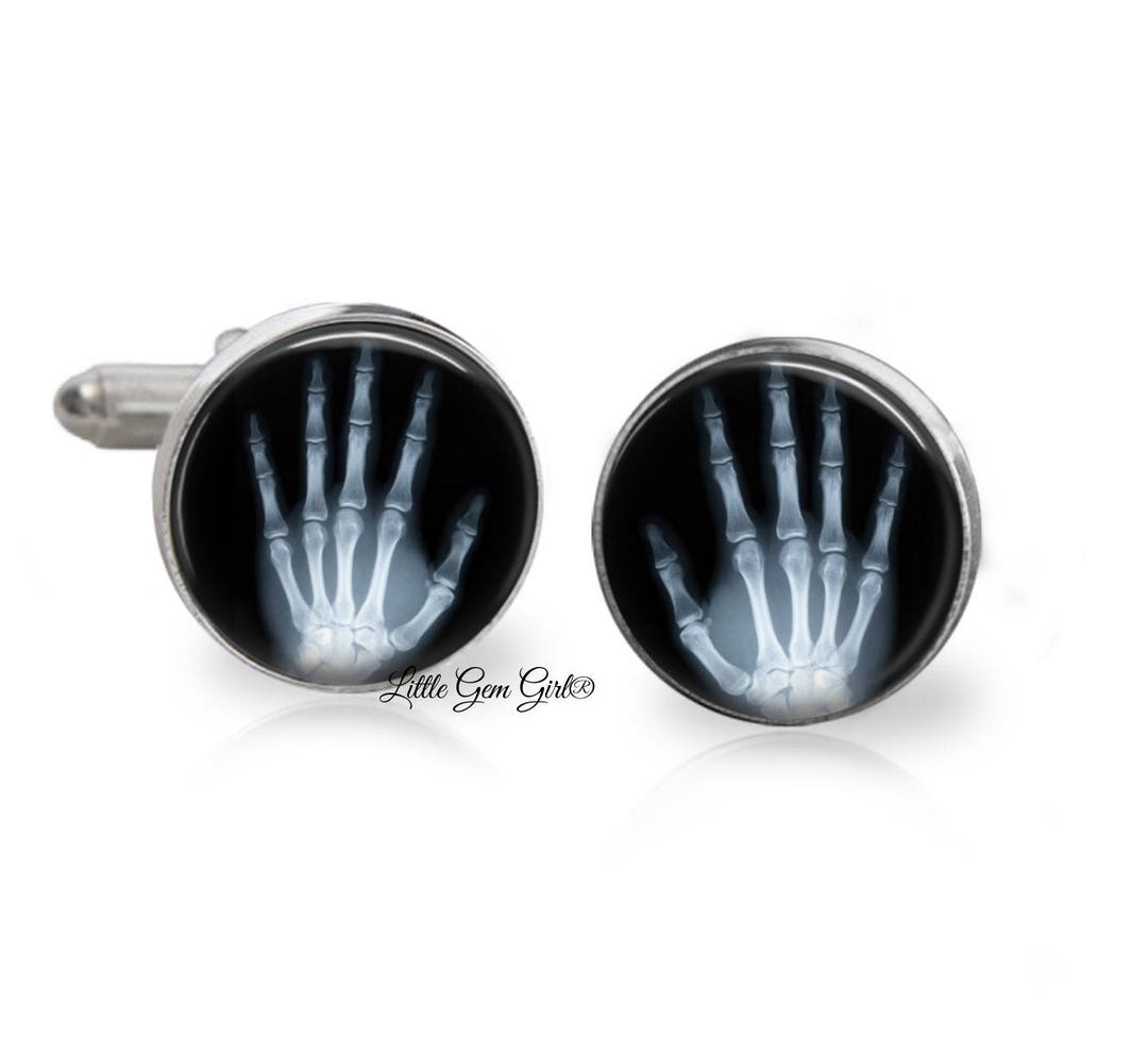 Skeleton Cuff Links - Doctor Xray Hand Cufflinks - Groom Halloween ...
