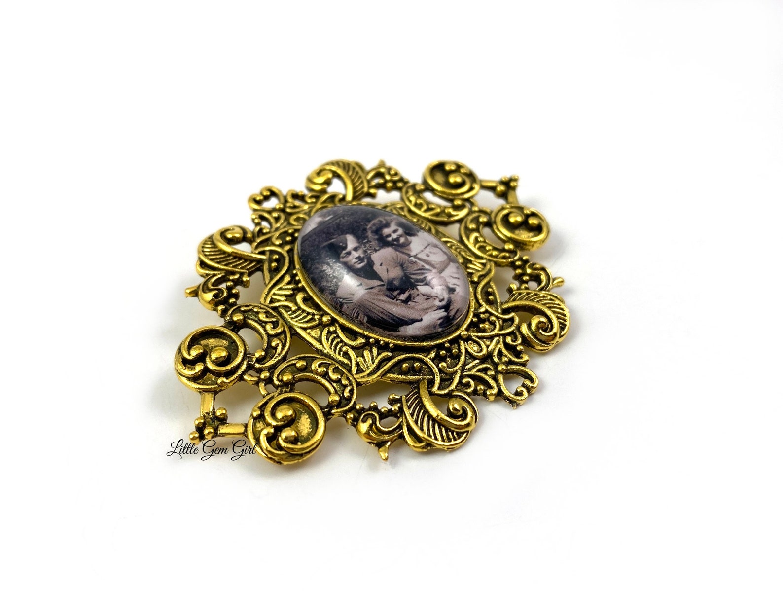 Vintage Style Personalized Photo Brooch Custom Picture - Etsy