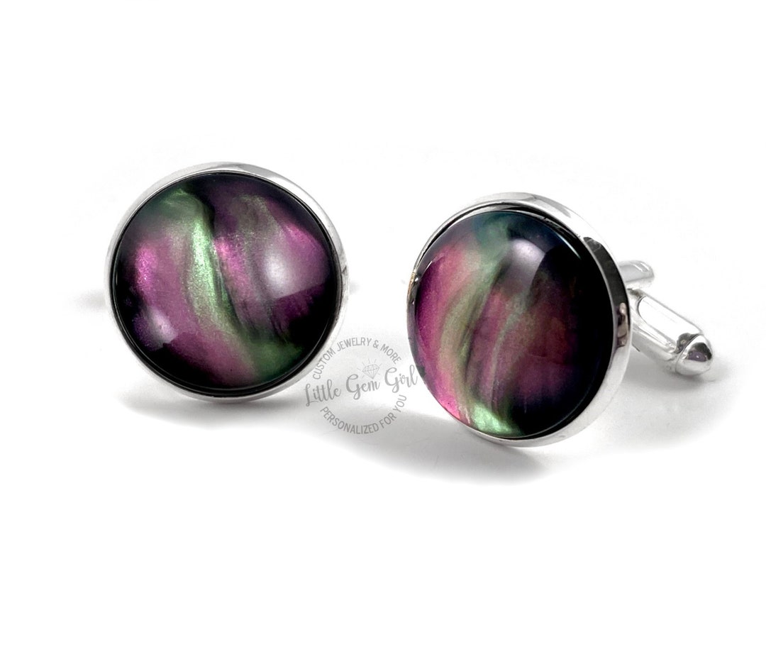 Aurora Borealis Northern Lights Cuff Links - 16mm Silver, Gold or ...