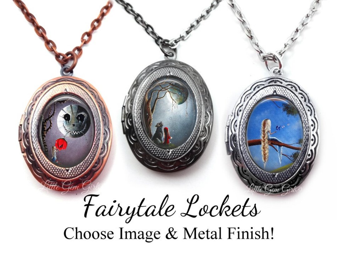 Fairy Tale Lockets - You Choose the Image & Metal Finish - Whimsical ...