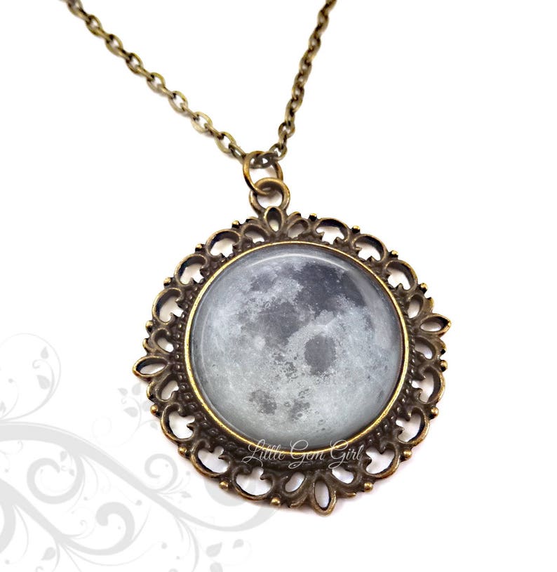 Glowing Full Moon Necklace - Glow in the Dark Moon Jewelry - Full Moon ...