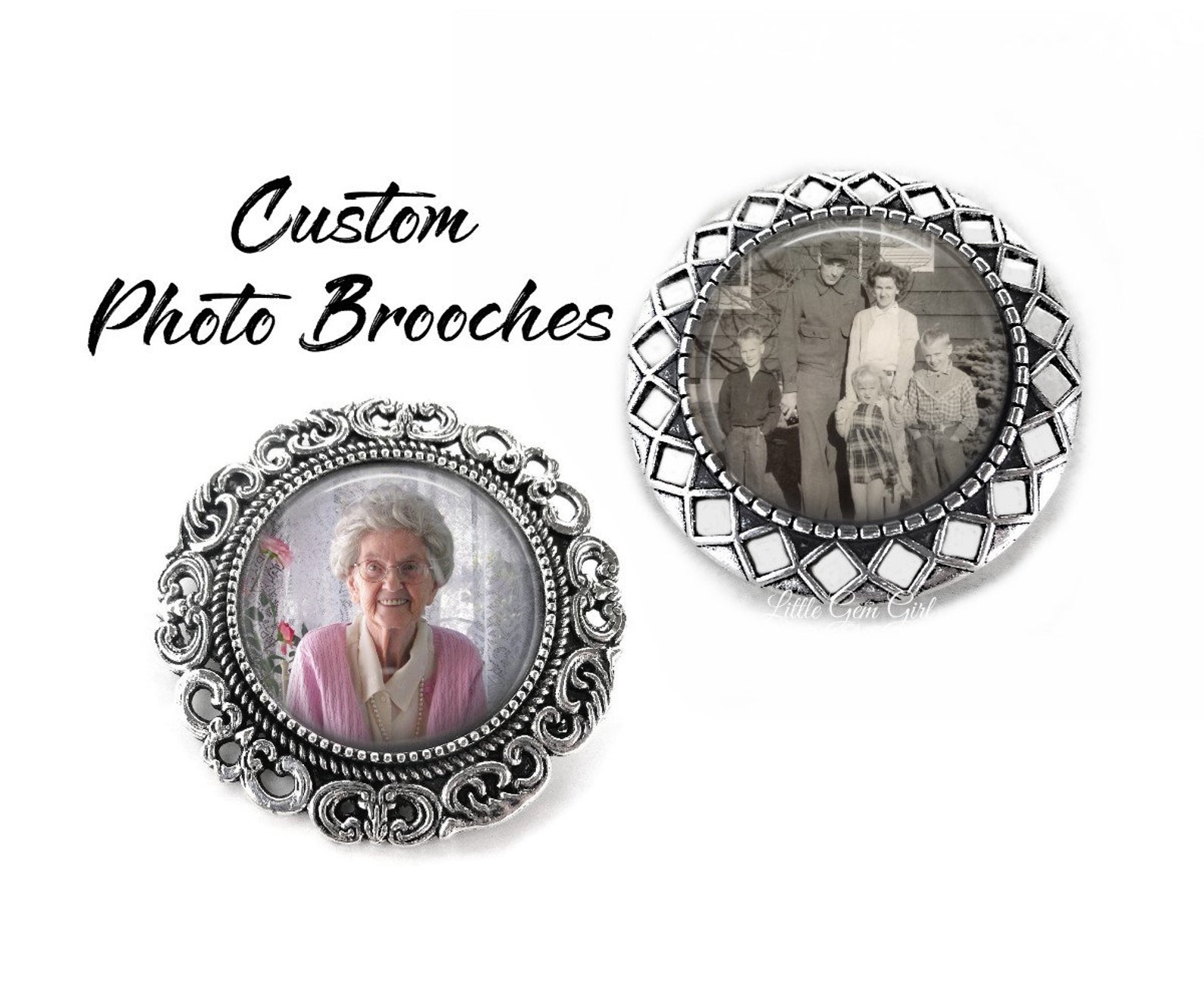 Photo Brooch Custom 4 Styles Personalized Picture Memorial | Etsy