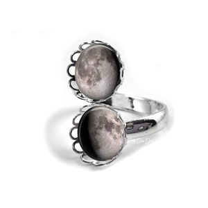 Glow in the Dark Custom Birth Moon Ring With Double Lunar Phases ...