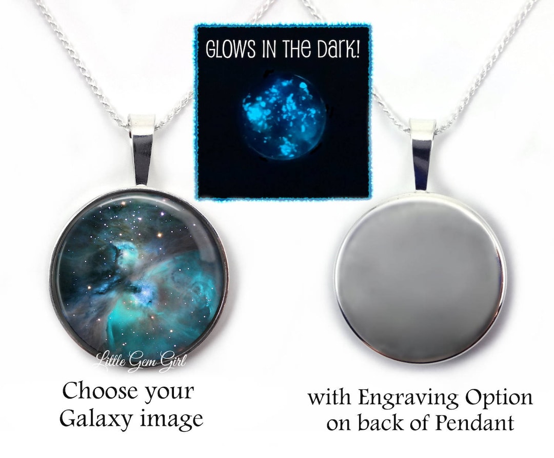 Sterling Silver Glow in the Dark Galaxy Necklace - Glowing Space Galaxy ...