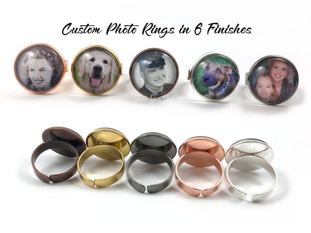 Custom Photo Ring in 5 Finishes - Silver, Rose Gold, Gunmetal, Gold or ...