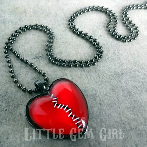 Valentine Day Stitched Broken Heart Necklace - Little Gem Girl ...