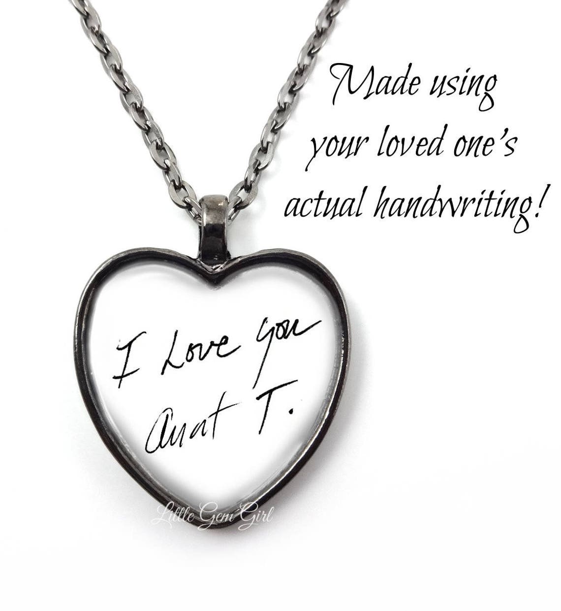 Custom Handwriting Heart Necklace Signature Jewelry - Etsy