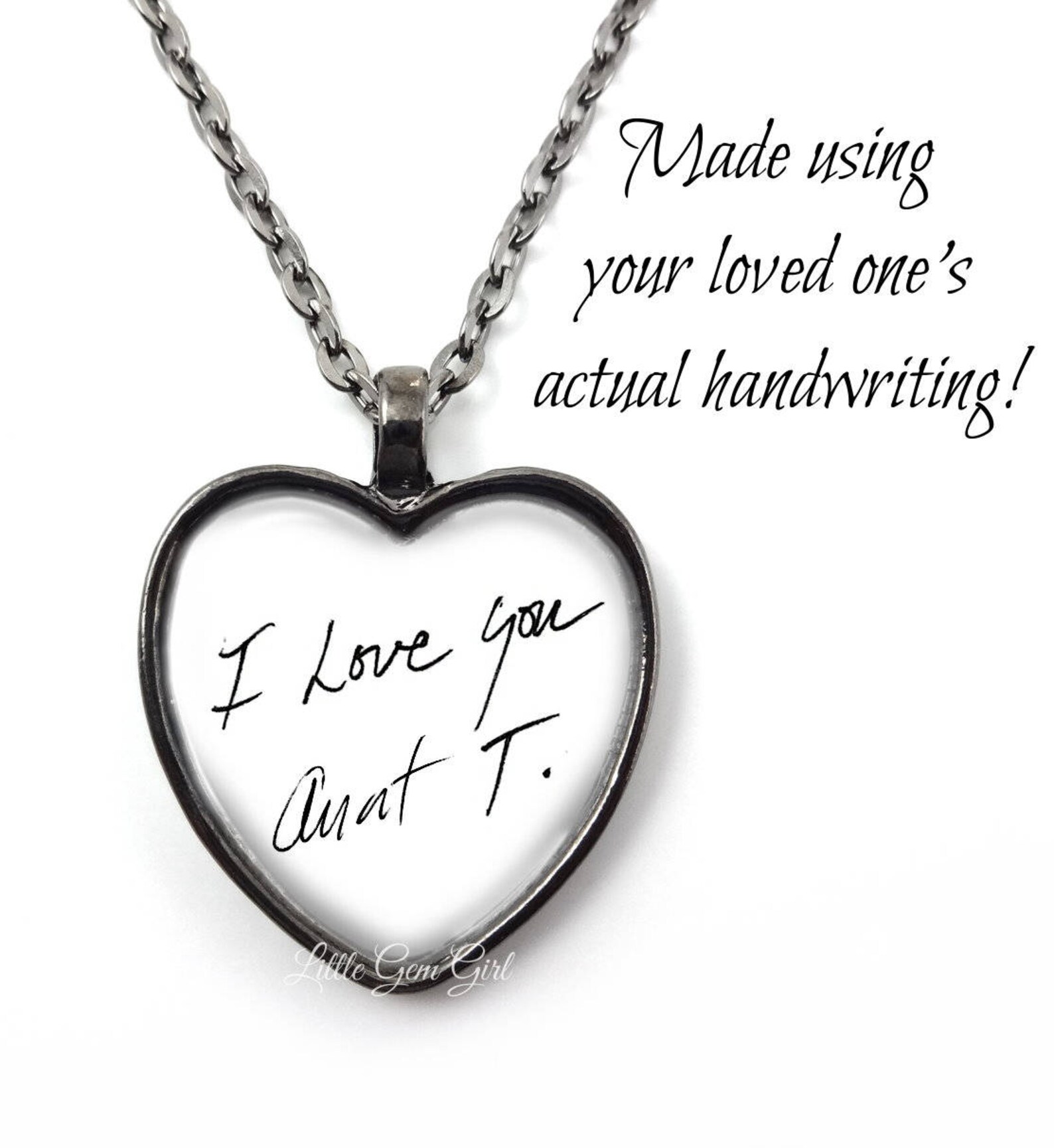 Custom Handwriting Heart Necklace Signature Jewelry - Etsy