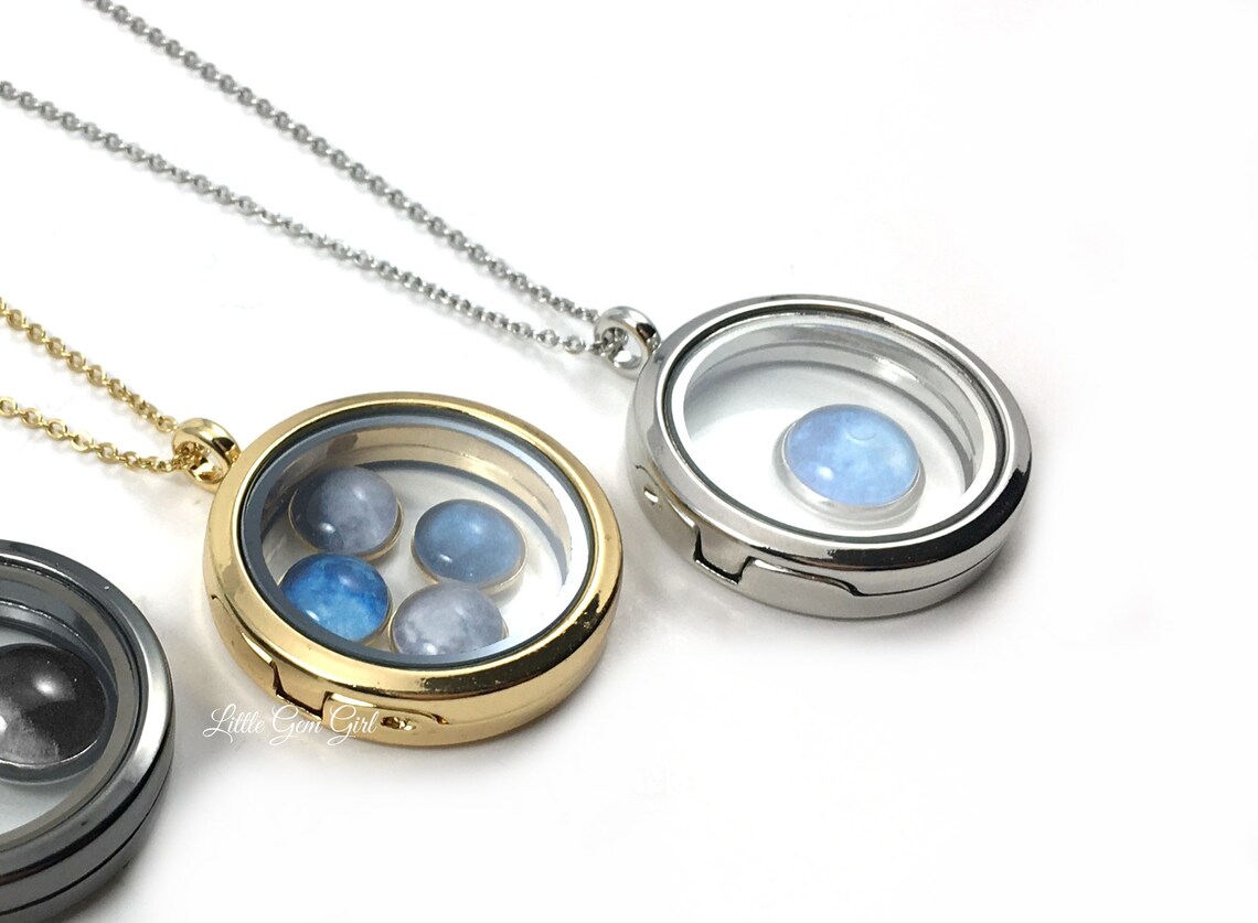 Custom Birth Moon Floating Locket Necklace 1 4 Moon Phase | Etsy
