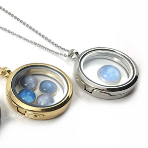 Custom Birth Moon Floating Locket Necklace 1 - 4 Moon Phase Charms ...