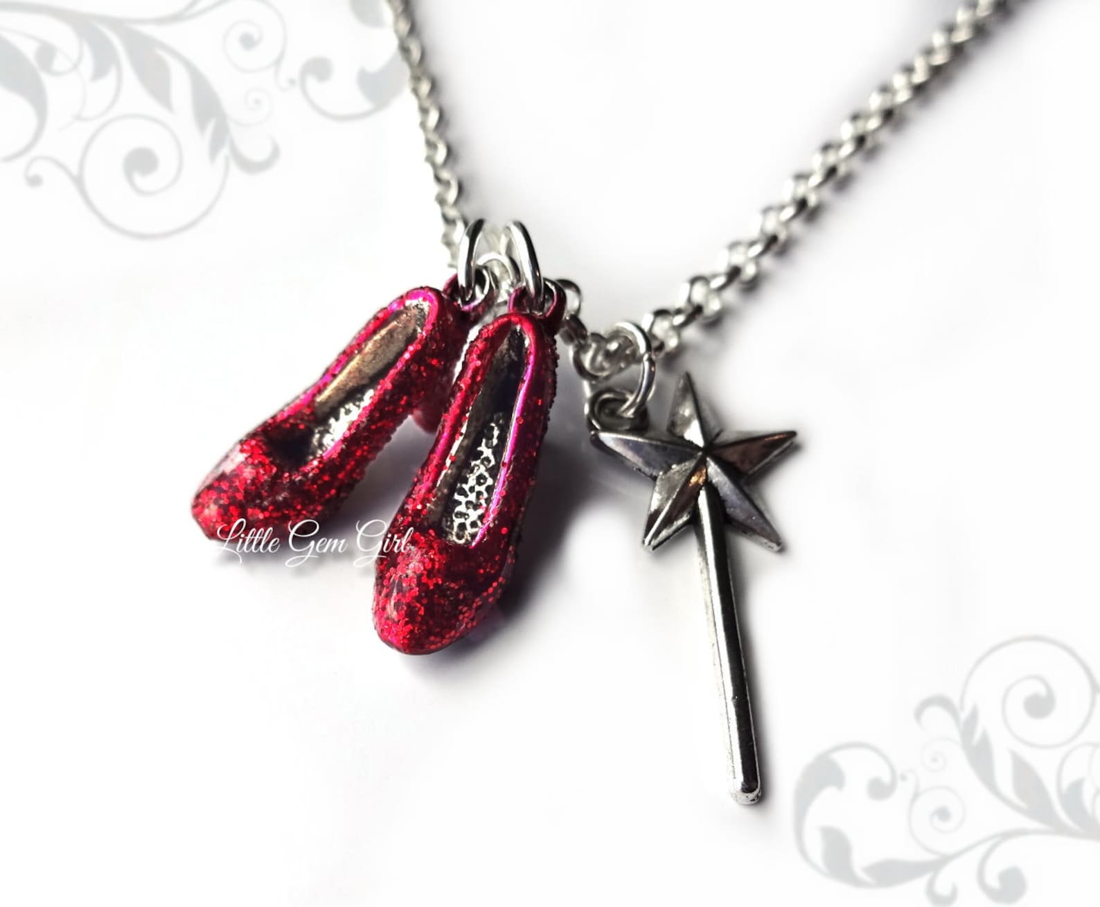 The Wonderful Wizard of Oz Ruby Slipper Glinda Magic Wand Charm ...