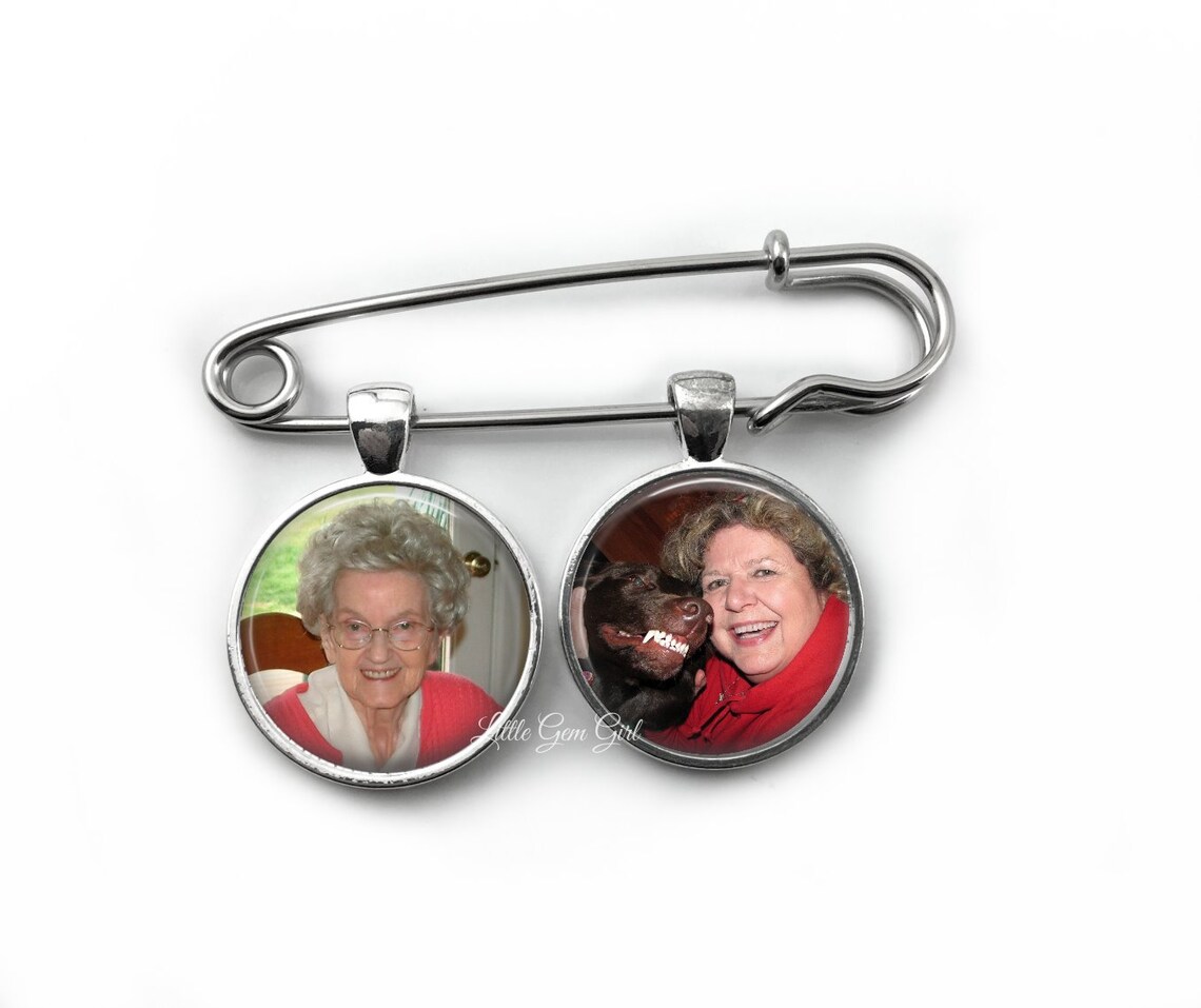 Custom Photo Lapel Pin 1 or 2 Pictures Silver or Bronze | Etsy