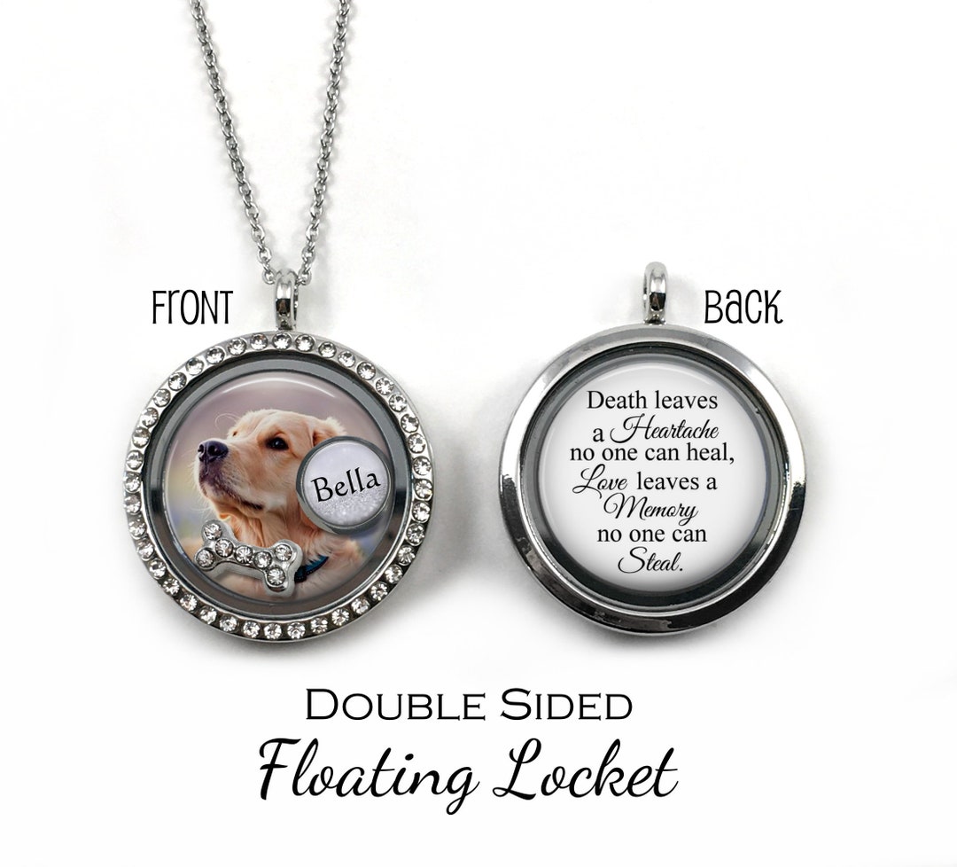 Pet Memorial Jewelry - Double Sided Custom Photo Floating Locket Charm ...