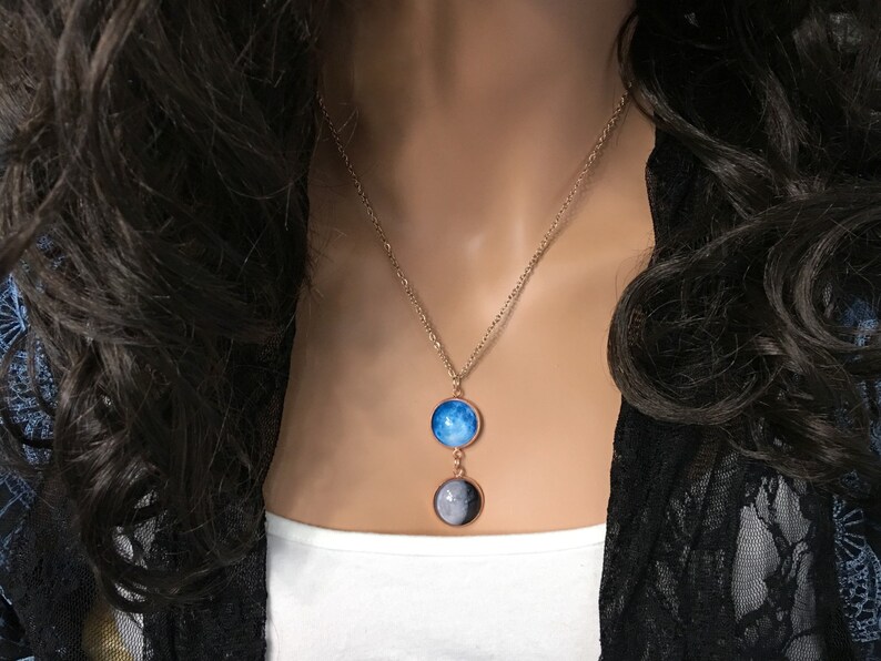 Rose Gold Custom Glowing Birth Moon Necklace 1 to 4 Moon | Etsy