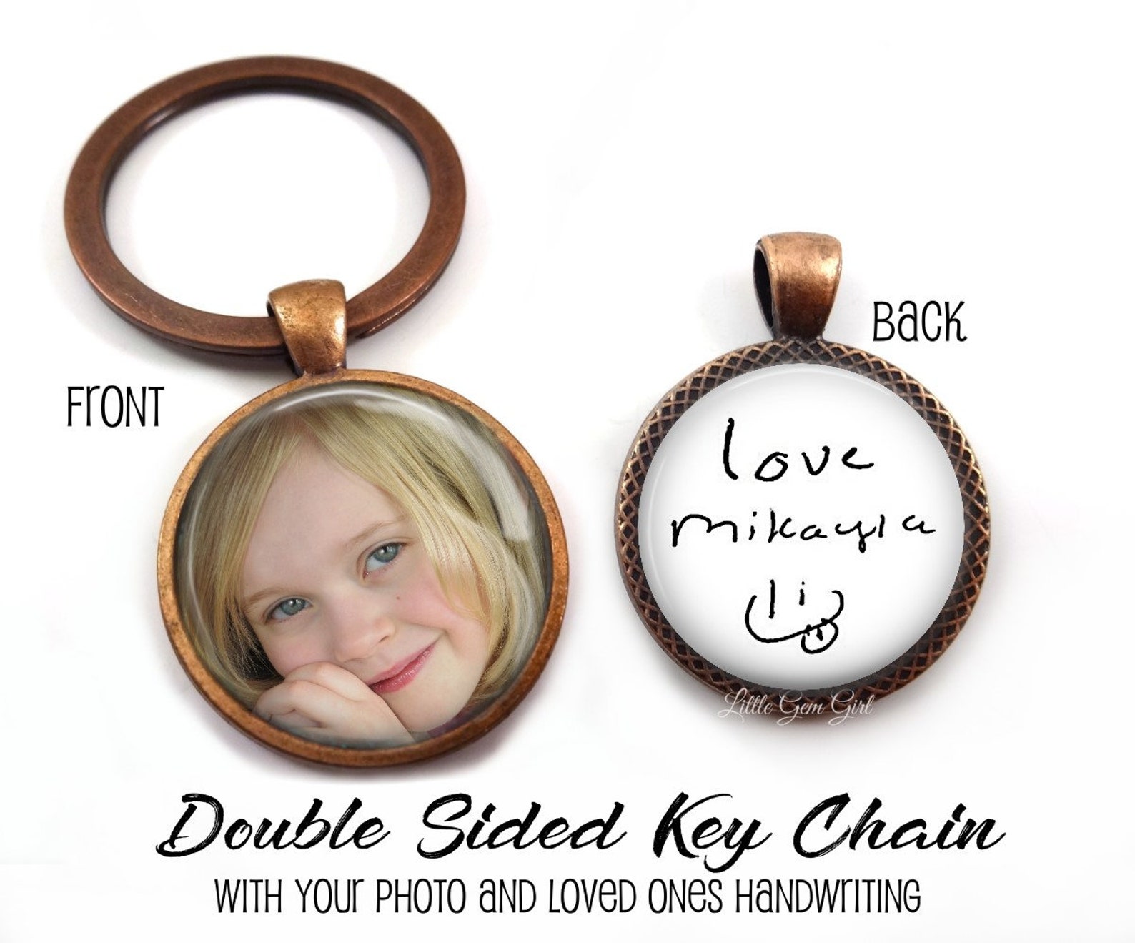 Double Sided Custom Handwriting & Photo Keychain | Etsy