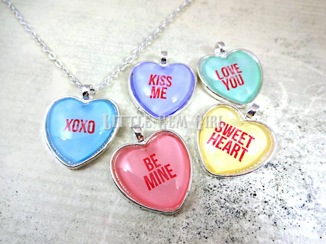 Valentine's Day Conversation Heart Necklace Personalized - Etsy