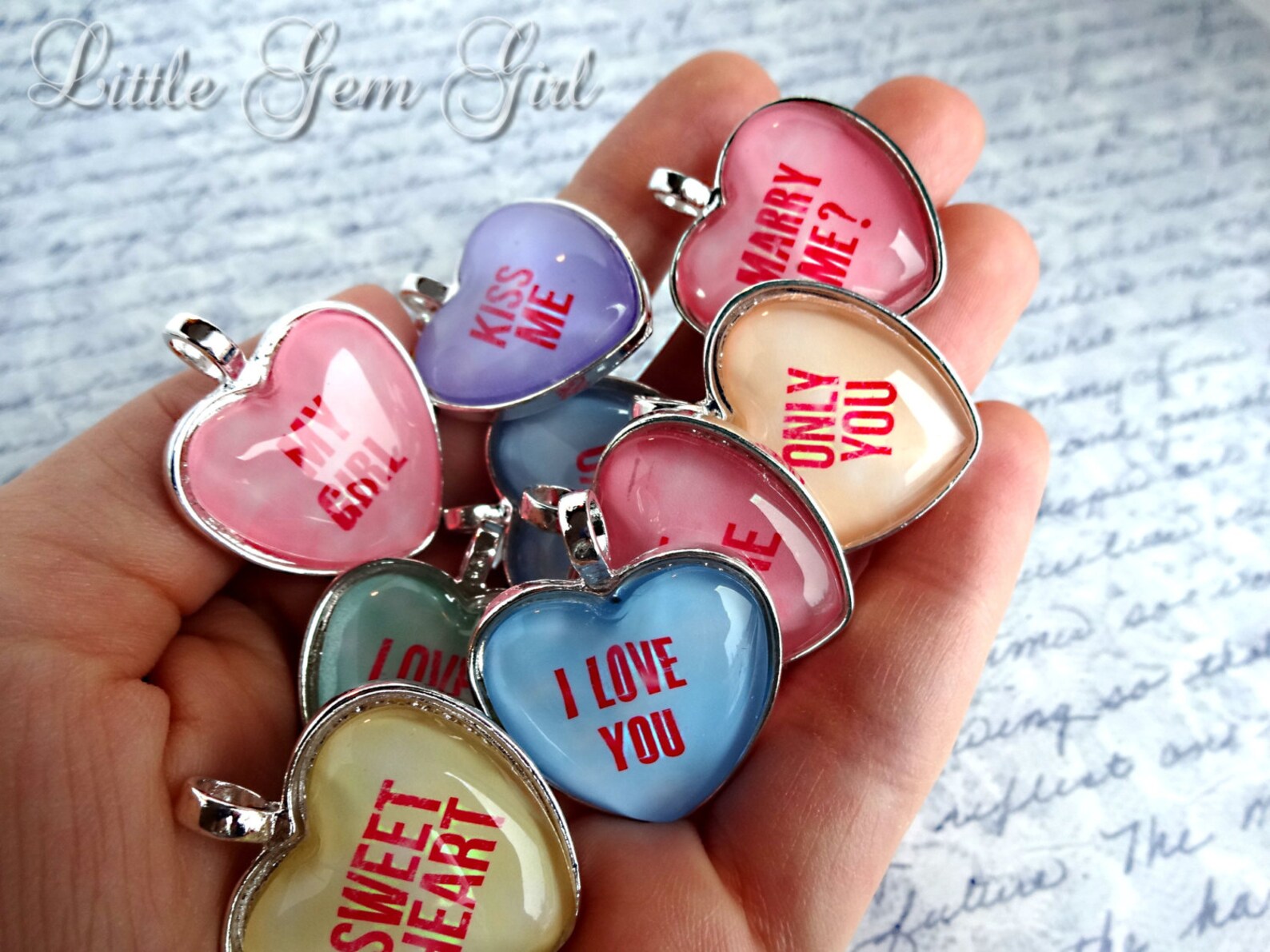 Valentine's Day Conversation Heart Necklace Personalized | Etsy