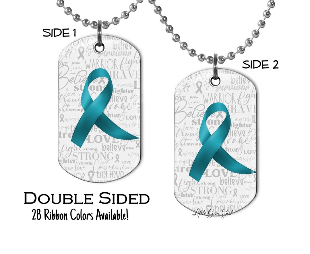 Custom Awareness Ribbon Dog Tag Necklace - Unisex Men's Personalized ...