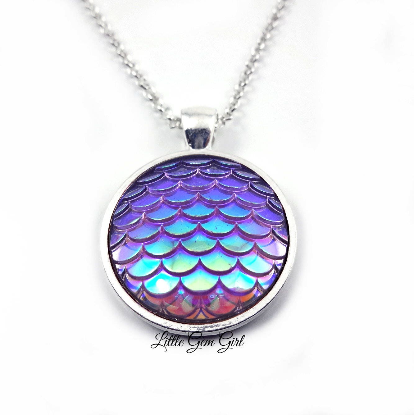 3D Textured Mermaid Scale Necklace in 7 Colors and 4 Finishes - Color ...