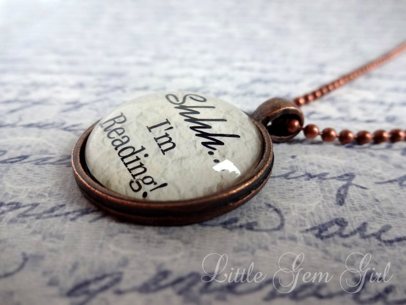 Shhh I'm Reading Book Nerd Necklace Pendant or Key Chain | Etsy