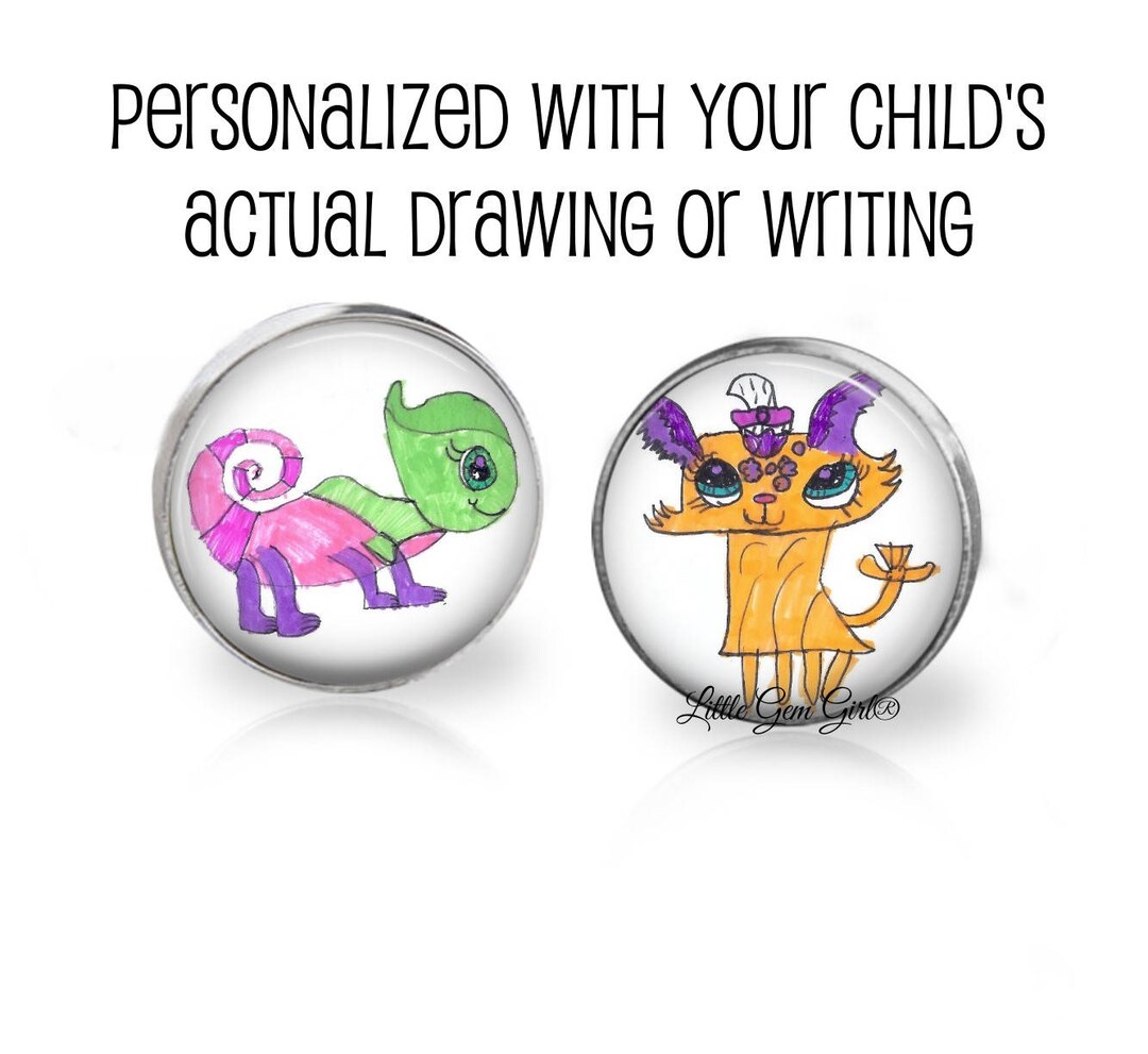 Custom Kids Artwork Cuff Links - Childs Handwriting or Drawing ...
