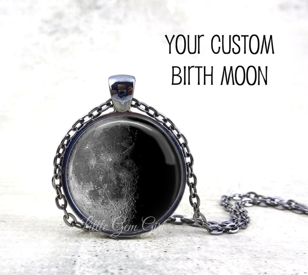 Custom Birth Moon Phase Necklace - Personalized Full Moon Pendant or ...