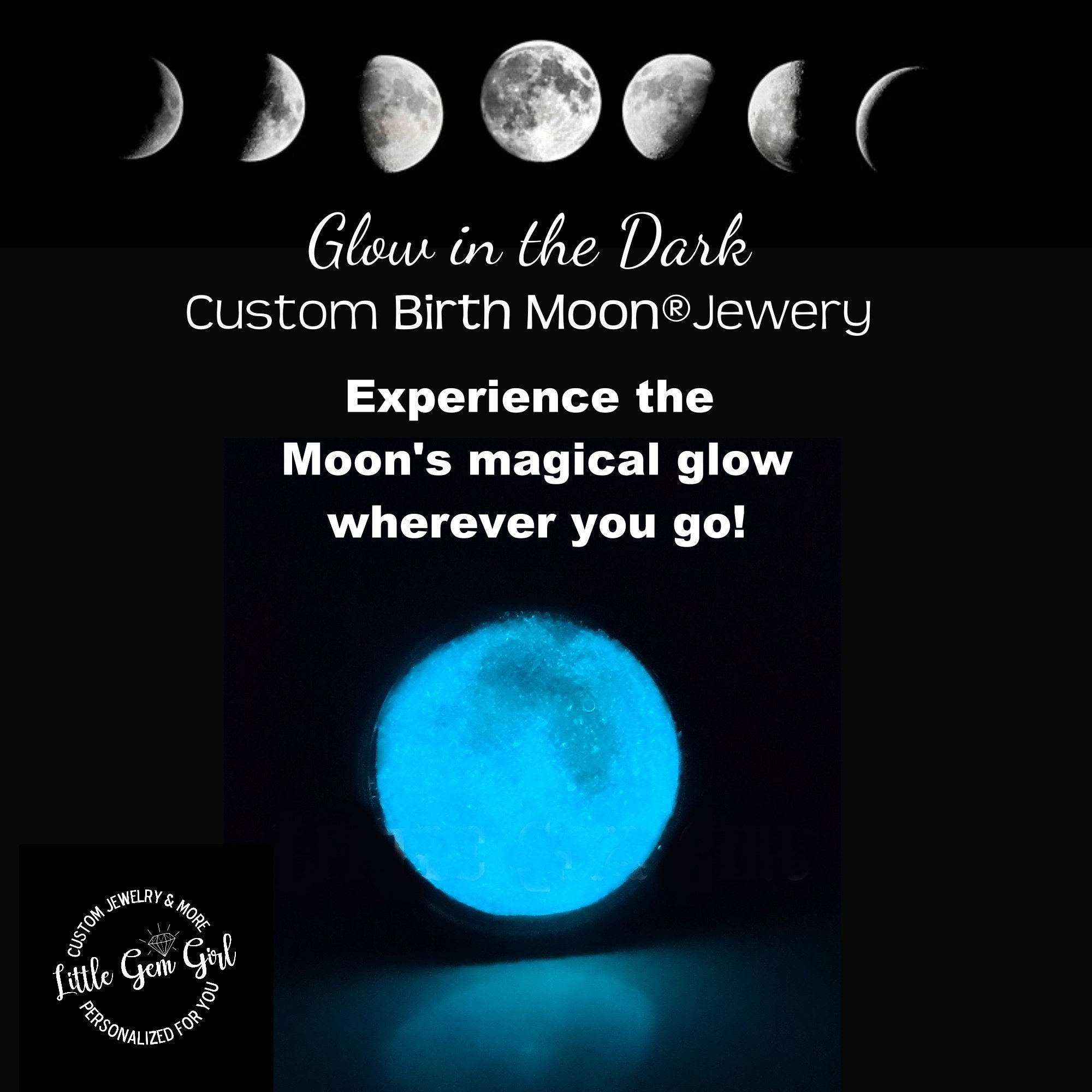 Glow in the Dark Custom Birth Moon Locket Necklace - Features the Moon ...