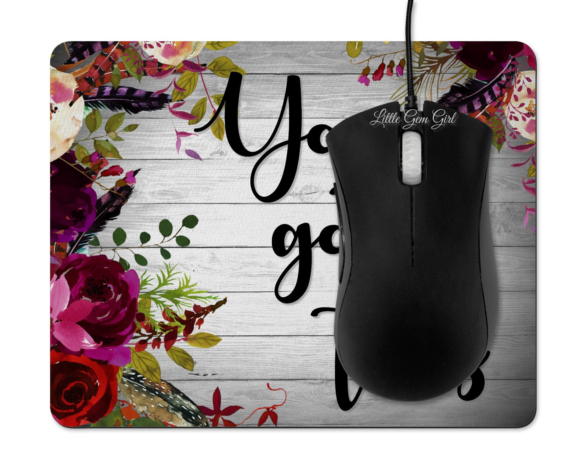 You Got This Motivational Mouse Pad in Floral Watercolor Roses and ...