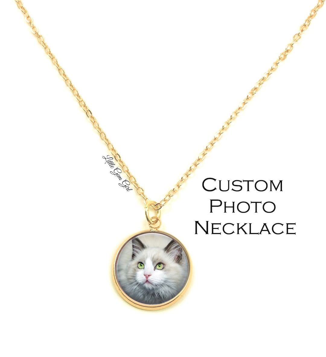 Petite Stainless Steel Custom Photo Necklace 16mm Pendant Personalized ...