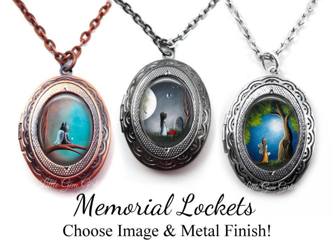 Memorial Lockets - You Choose the Image & Metal Finish - Oval Photo ...