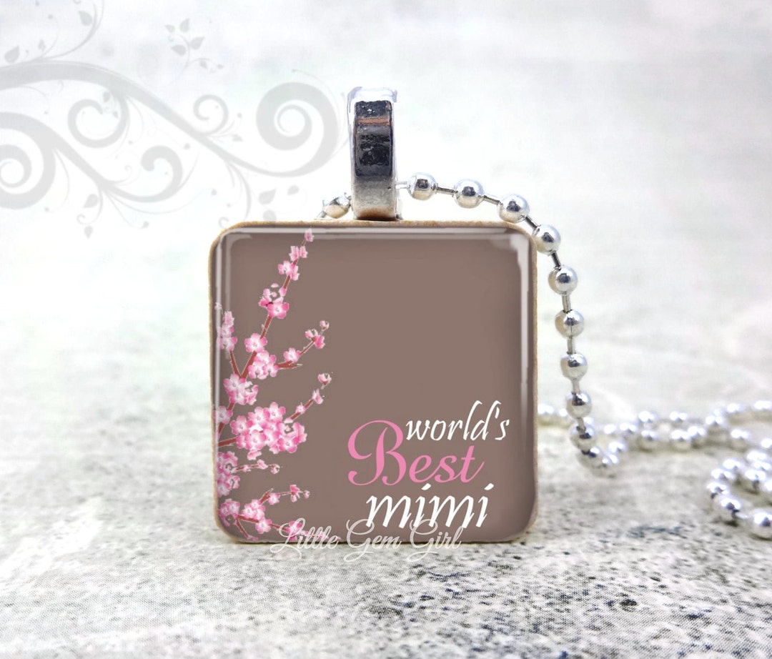 World's Best Mimi Necklace 1 Inch Wood Tile - Mothers Day Mimi Jewelry ...