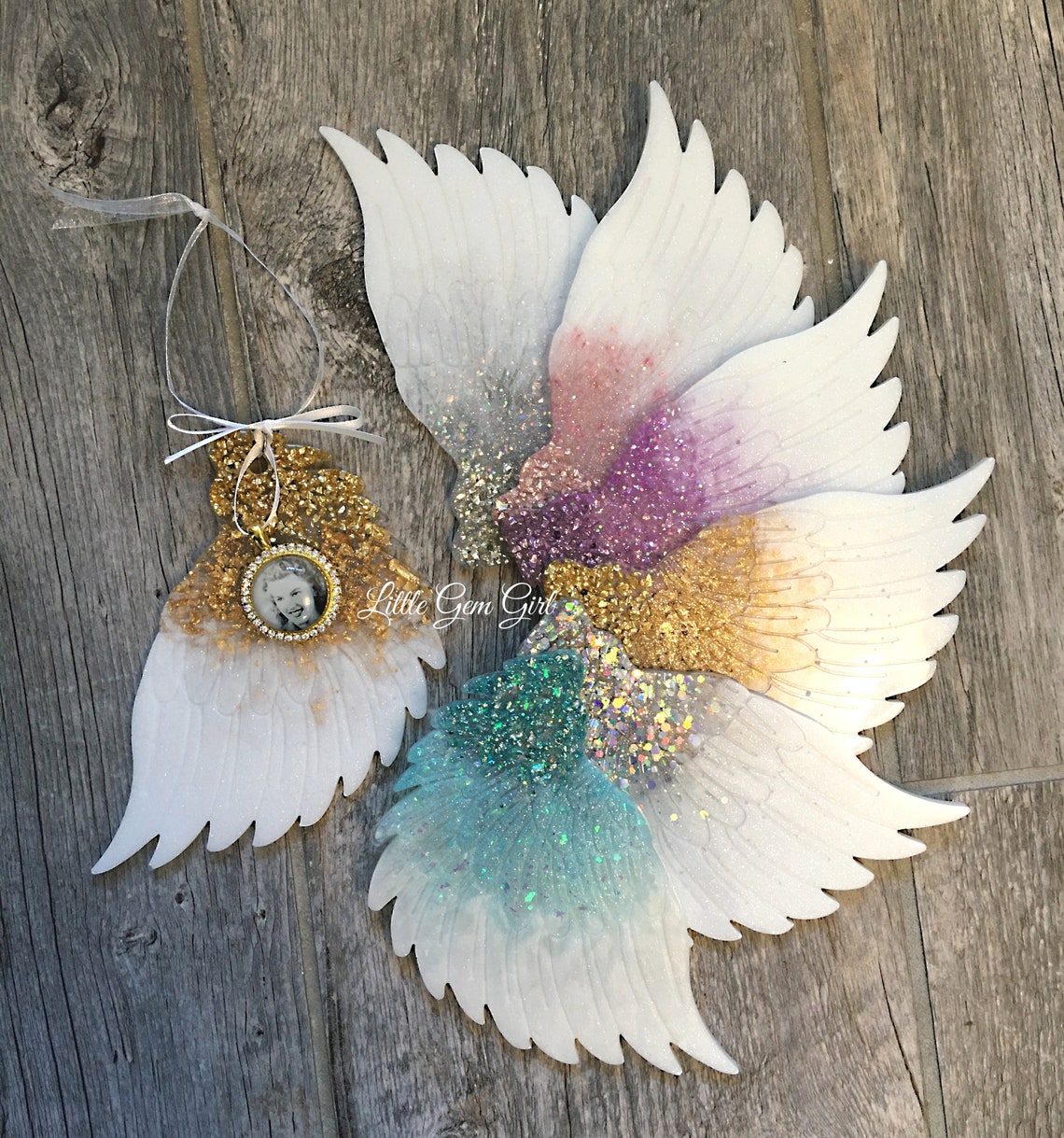 Custom Photo Angel Wing Memorial Ornament Custom Colors | Etsy