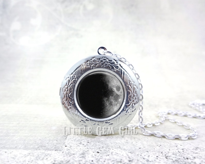 Moon Locket Necklace Glowing Moon Locket Glow in the Dark - Etsy