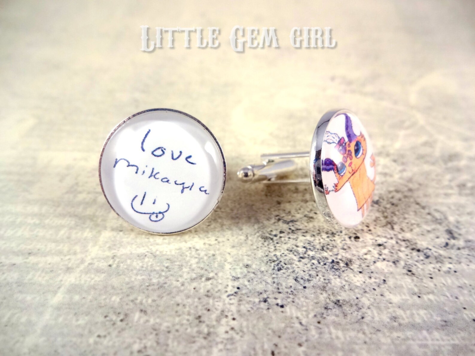 Custom Kids Artwork Cuff Links - Childs Handwriting or Drawing ...