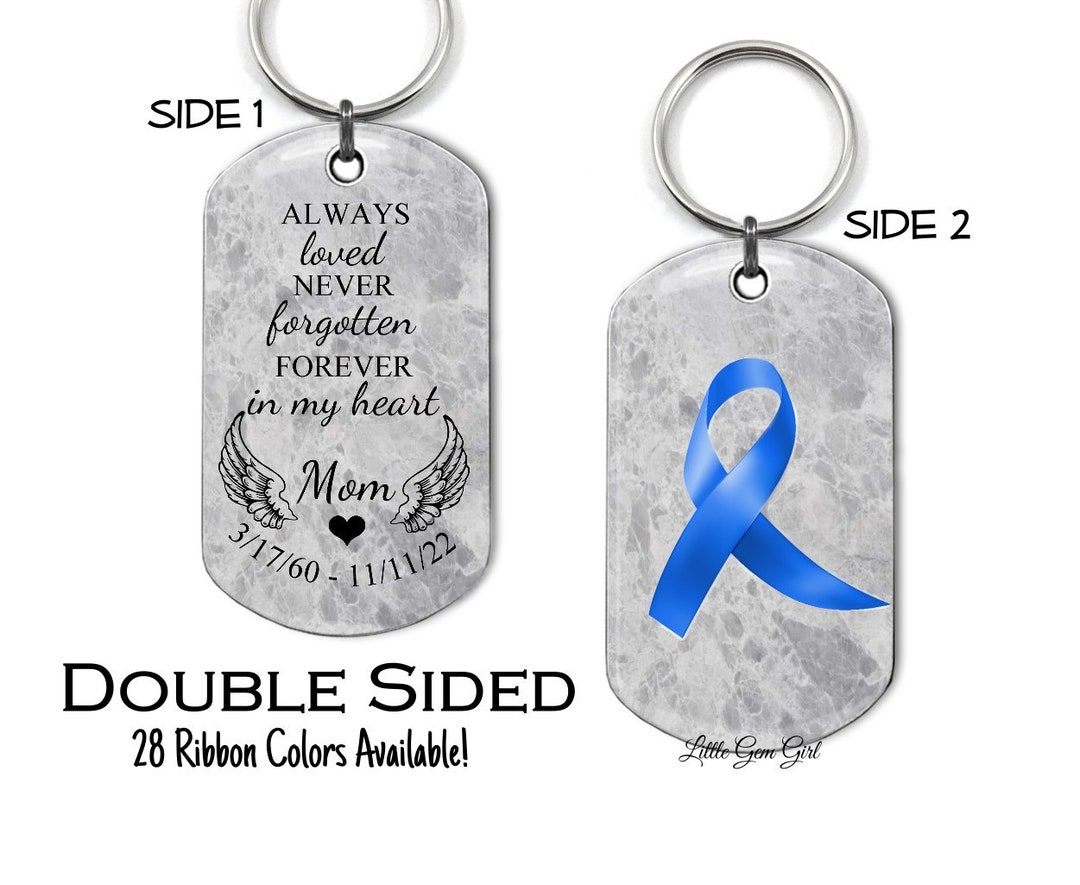 Always Loved Custom Memorial Dog Tag Jewelry - Cancer Awareness Ribbon ...