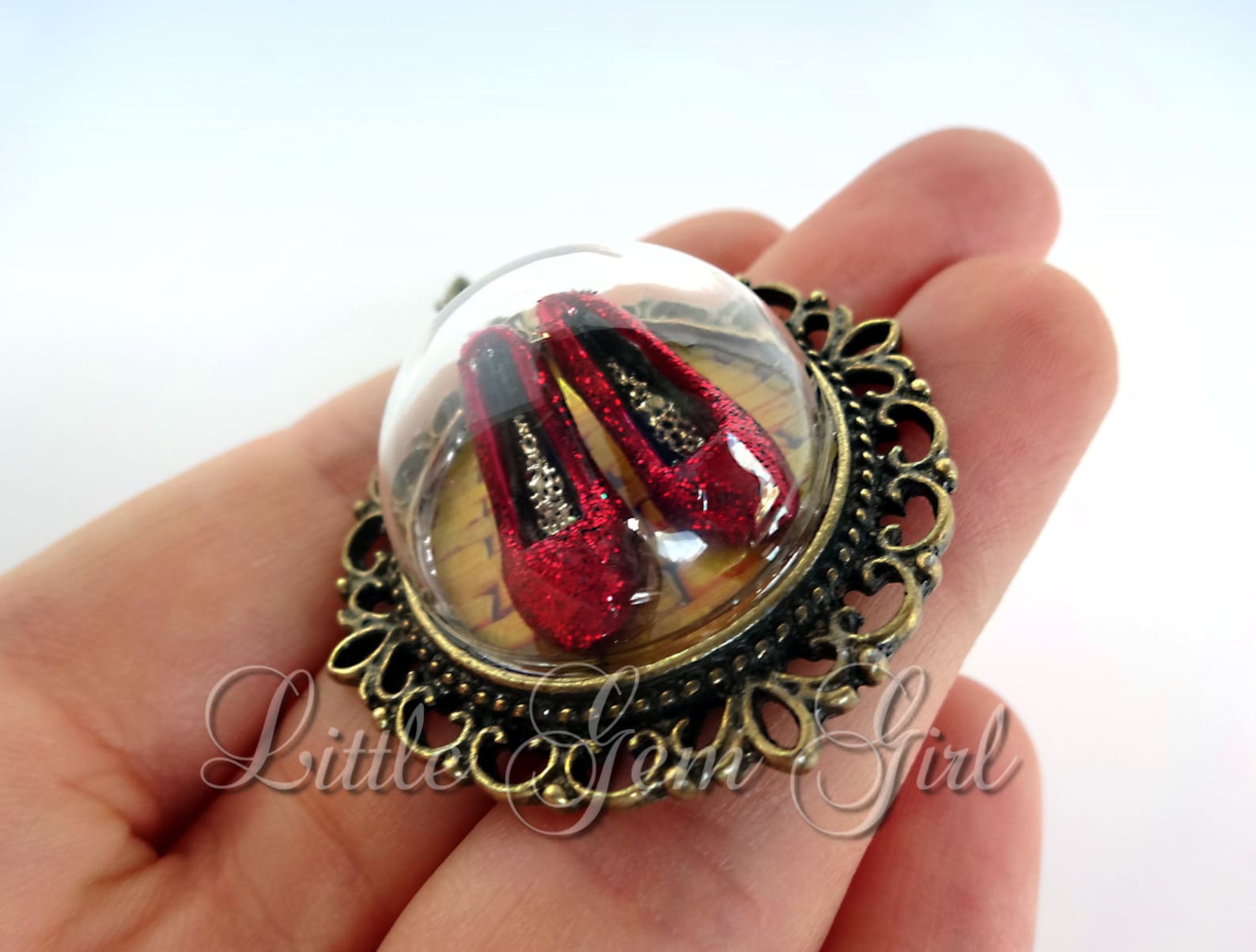 The Wonderful Wizard of Oz Necklace - Ruby Red Slippers Pendant - Oz ...