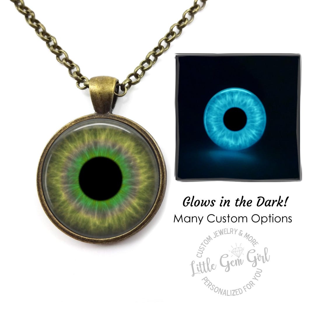 Glow in the Dark Eyeball Necklace - Custom Colors - Glowing Eye Jewelry ...