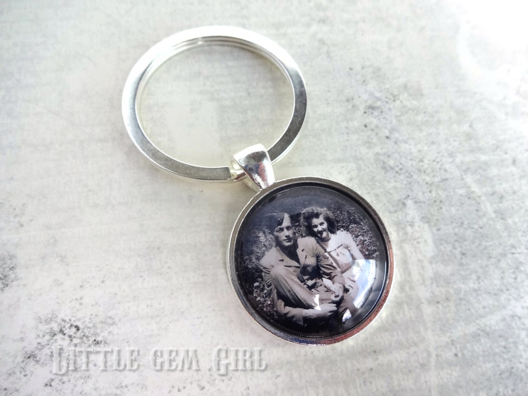 Custom Photo Key Chain - Picture Keychain Personalized Silver Key Charm ...